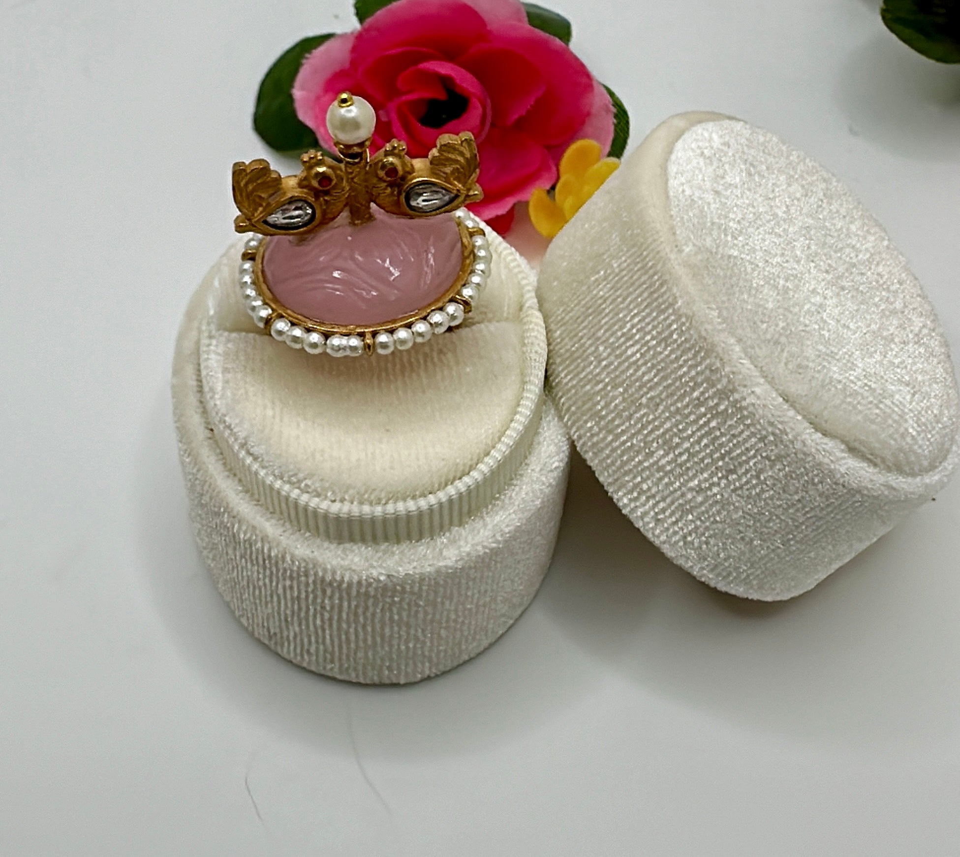 Pink Apala Inspired Adjustable Finger Ring – Kanya Indya